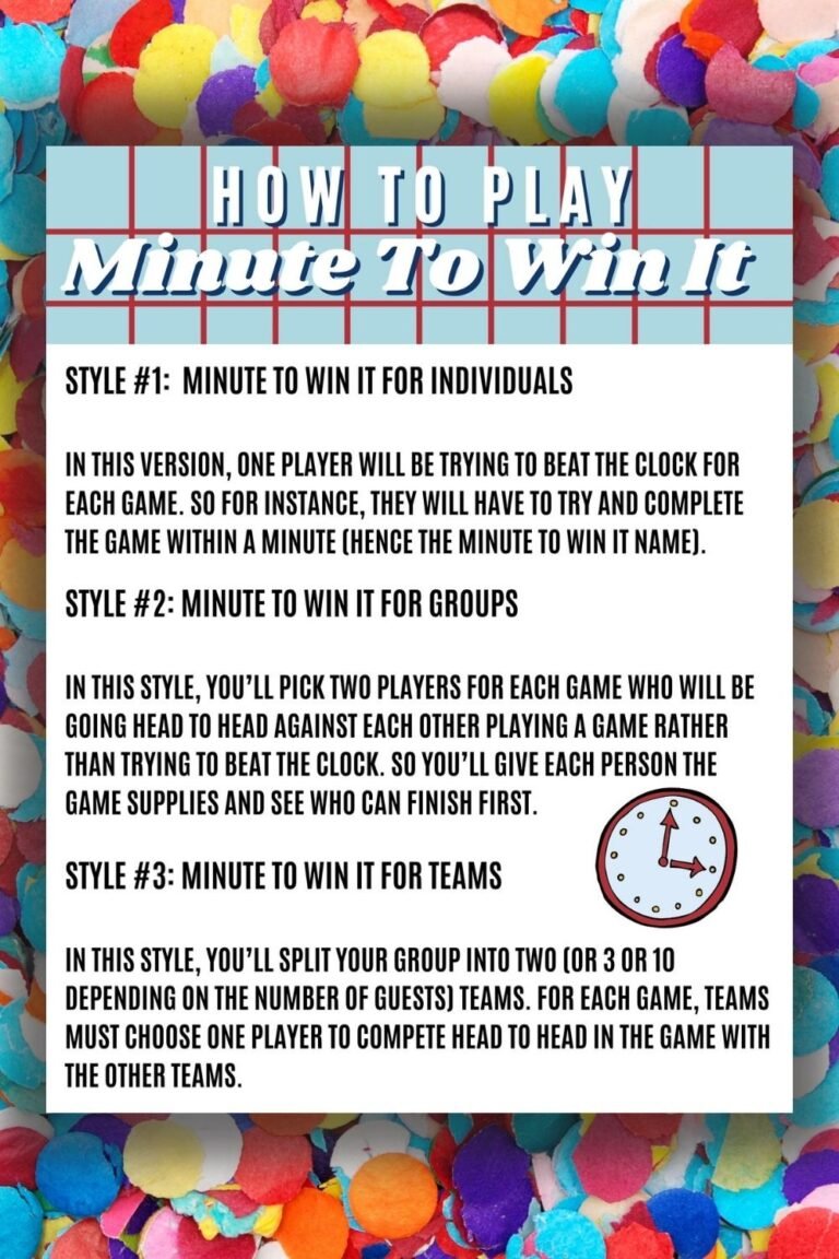 Minute to Win It Games List + PDF Printable - Fun Party Pop