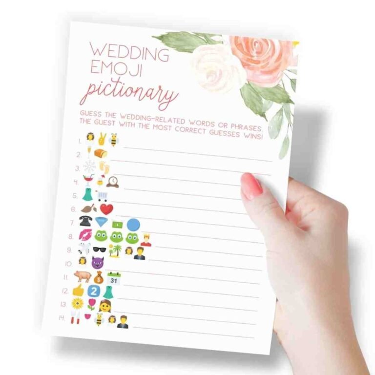 13 Wedding Emoji Pictionary with Answers - Fun Party Pop