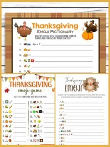 Cutest Thanksgiving Emoji Pictionary with Answers - Fun Party Pop